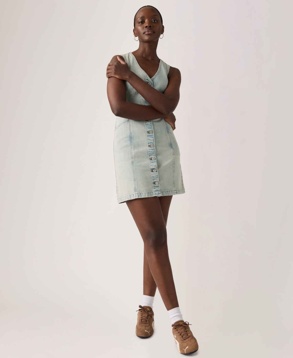 Click here for Levis Womens Vianna Denim Button-Front Vest Dress... prices
