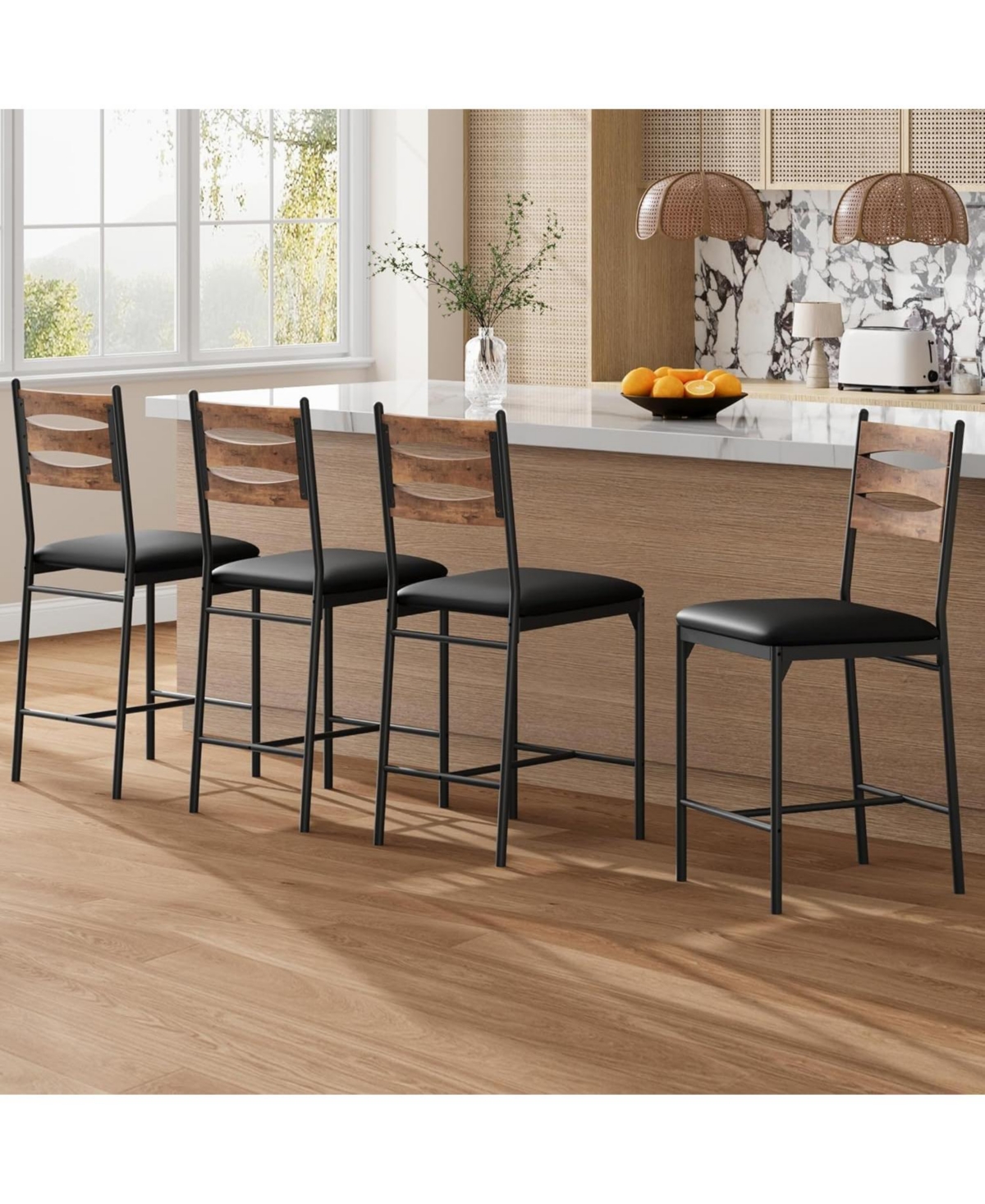 Click here for gaomon Bar Stools Set of 4 Barstools Faux Leather... prices