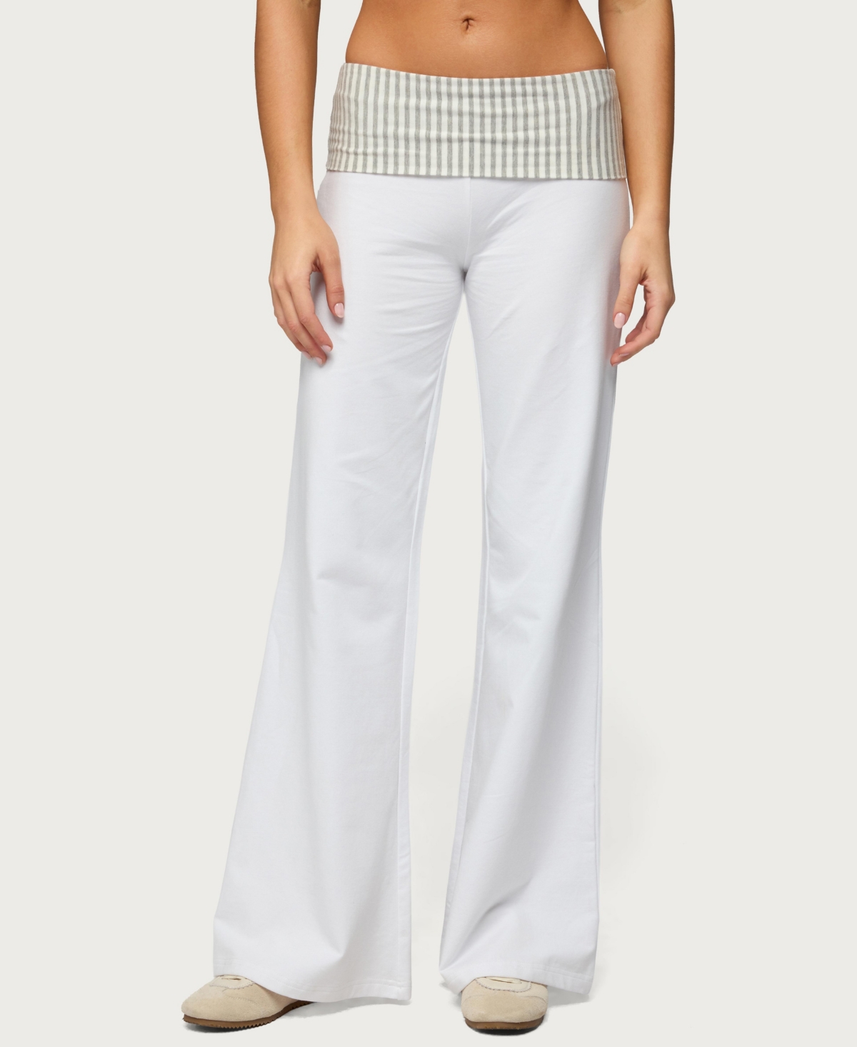 Click here for Edikted Womens Meshey Striped Fold Over Pants - Wh... prices