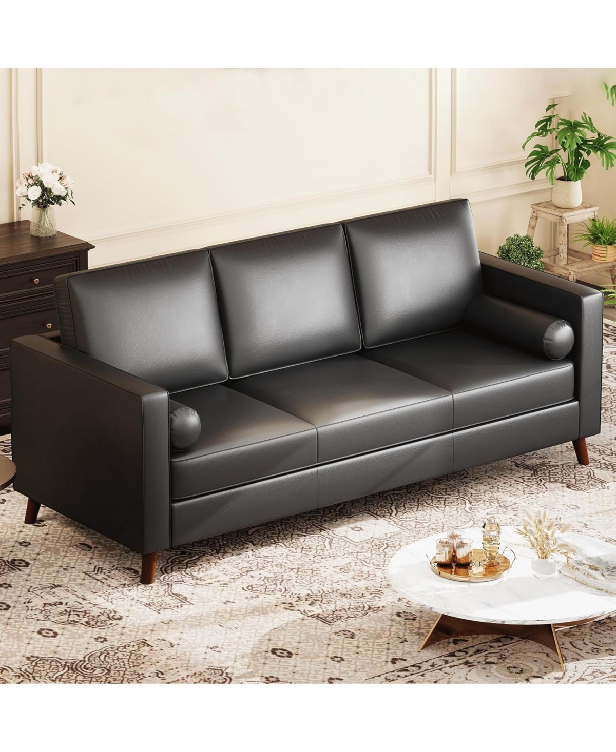 Click here for gaomon 86 Leather Sofa for Living Room  Mid-Centur... prices