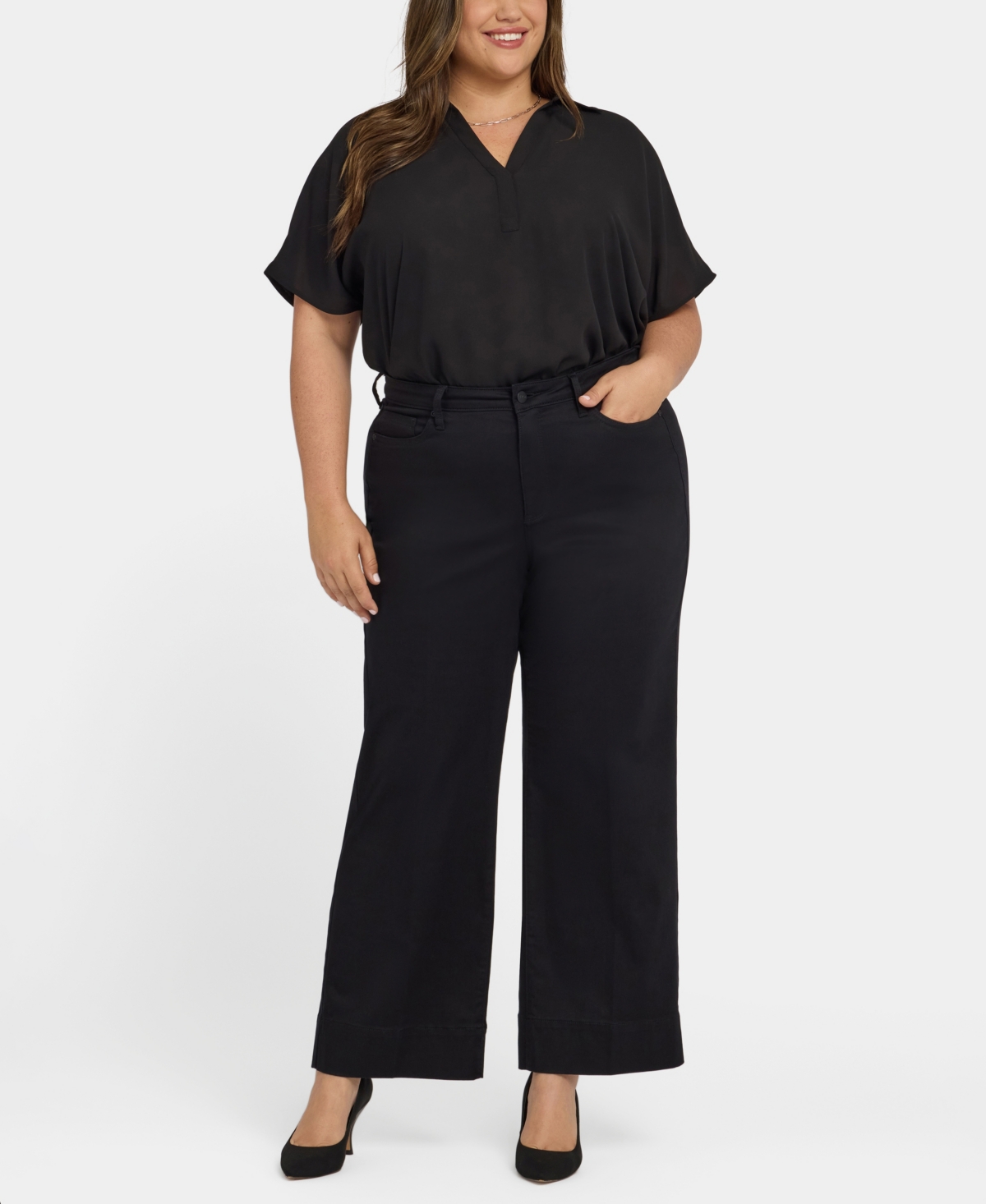 Click here for Nydj Plus Size Teresa Wide-Leg Ankle Hem Jeans - B... prices