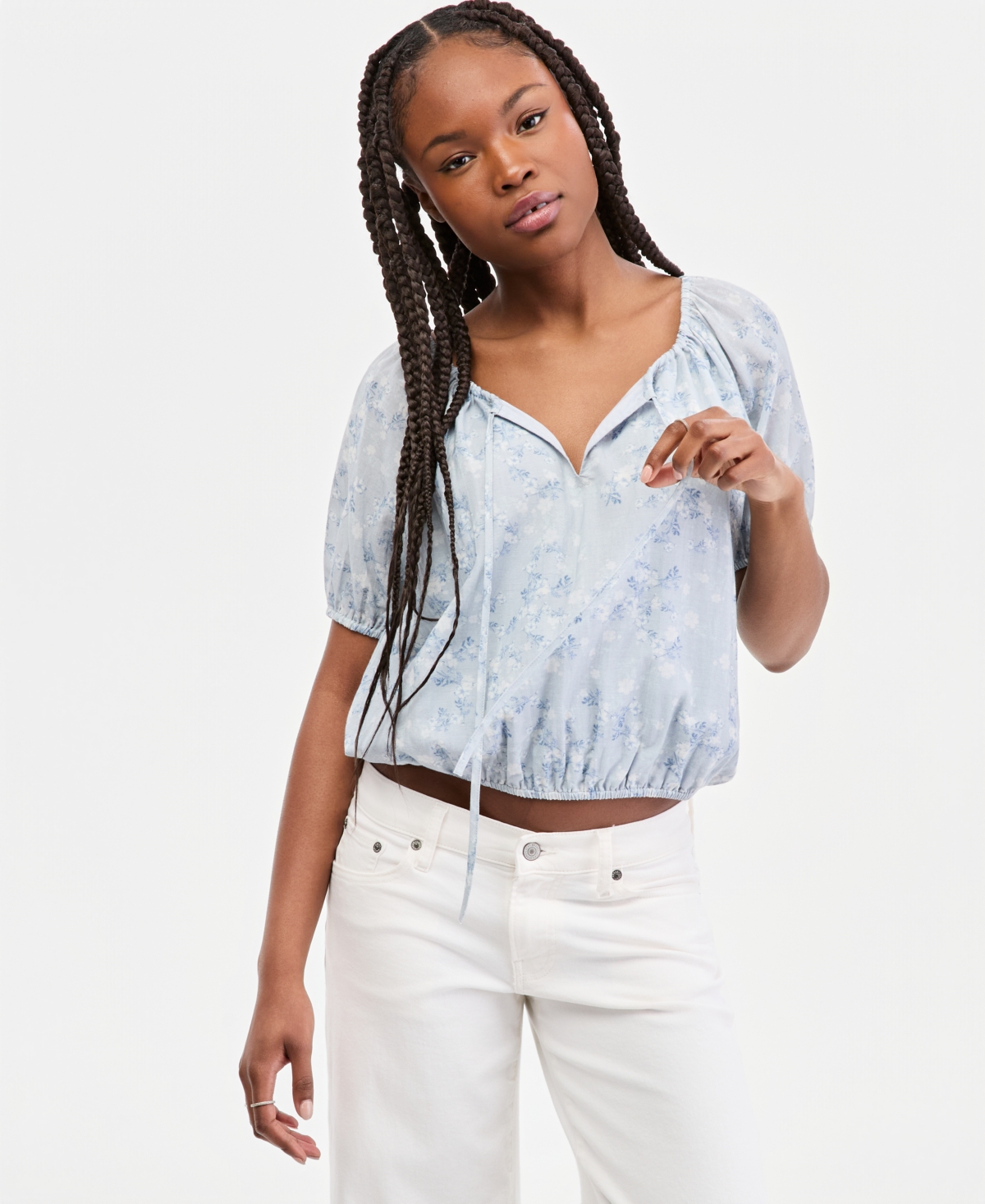 Click here for Lucky Brand Womens Printed Short-Sleeve Bubble Top... prices