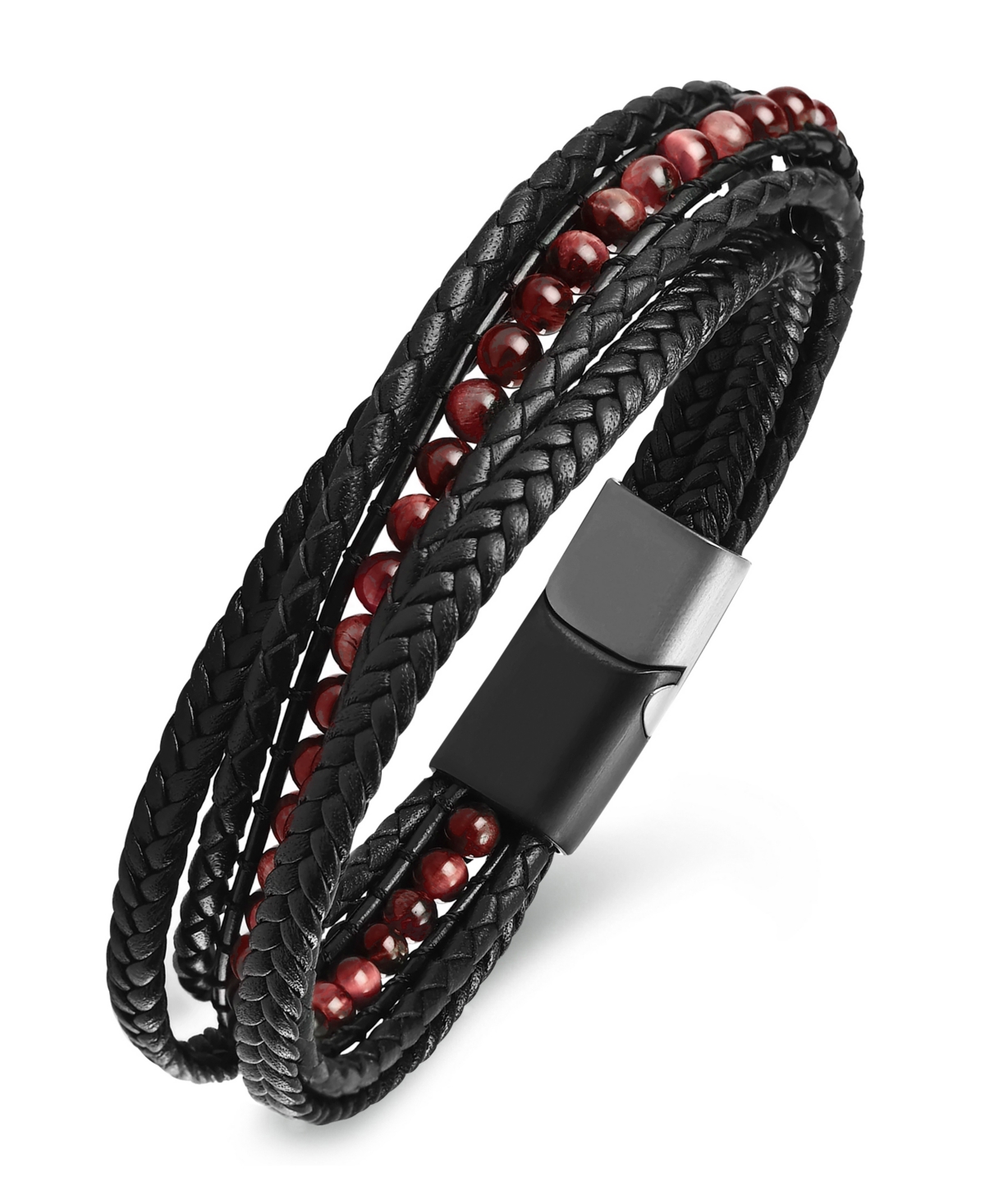 Click here for Rhona Sutton Mens Vero Leather Bracelet in Stainle... prices