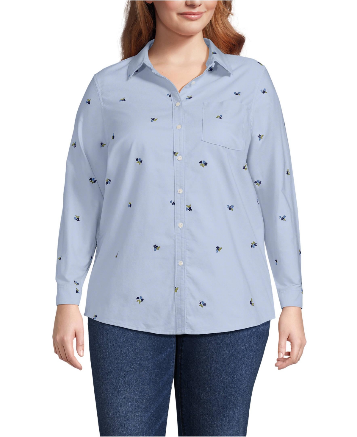 Click here for Lands End Womens Plus Size Oxford Shirt - Soft sky... prices