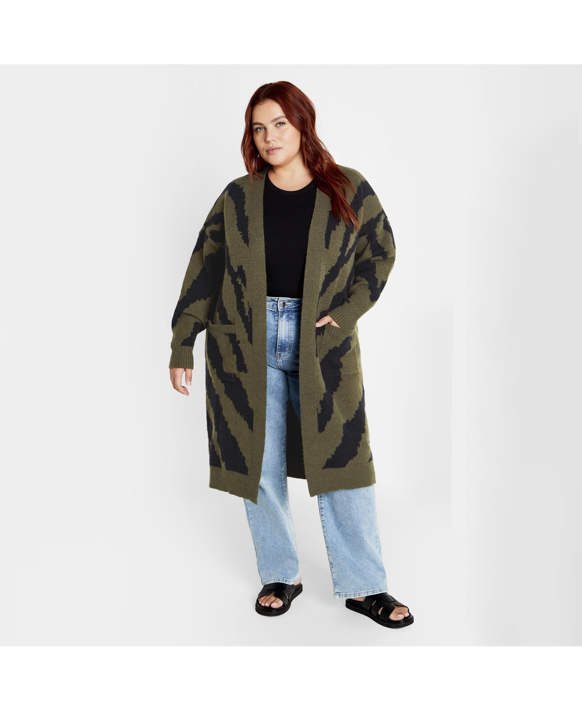 Click here for City Chic Womens Earn Your Stripes Cardigan - Gree... prices