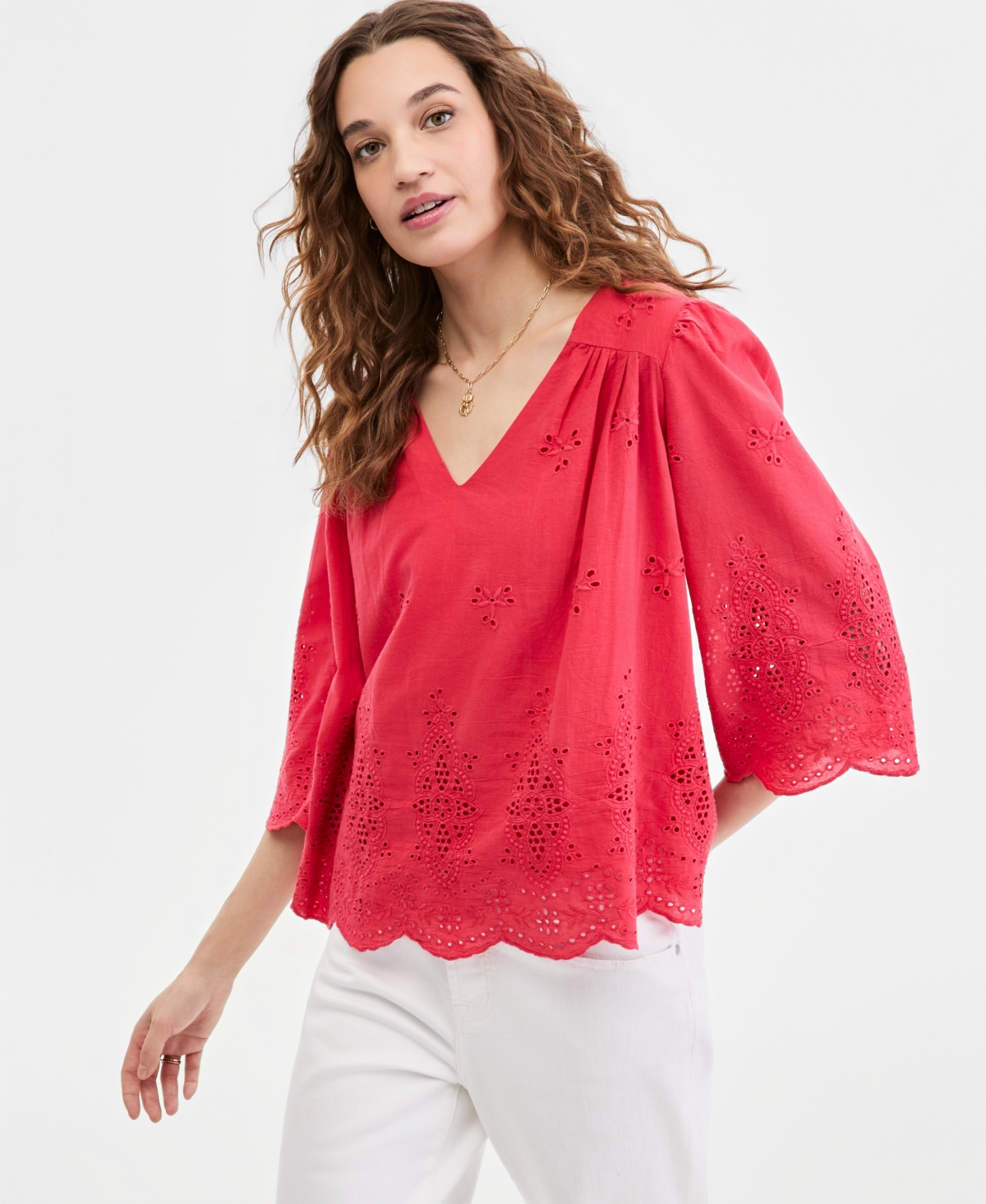 Click here for Liverpool Los Angeles Womens Eyelet-Embroidered 3/... prices