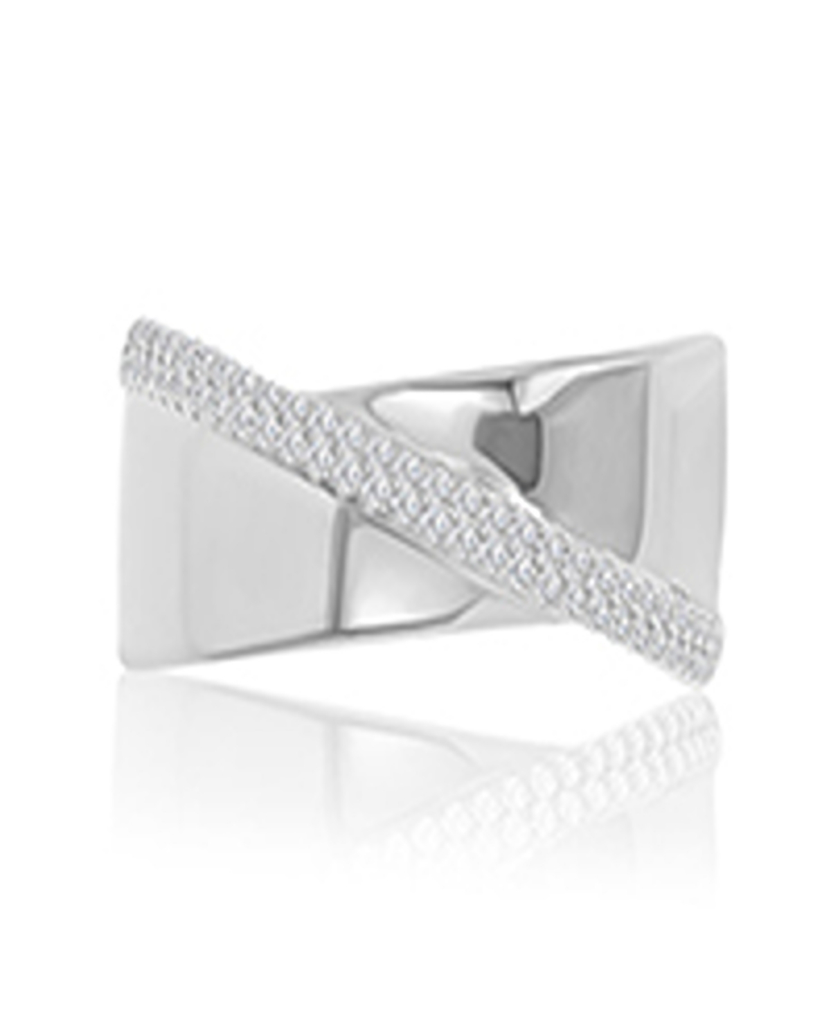 Click here for Macys Cubic Zirconia Crossover Ring in Rhodium Ove... prices
