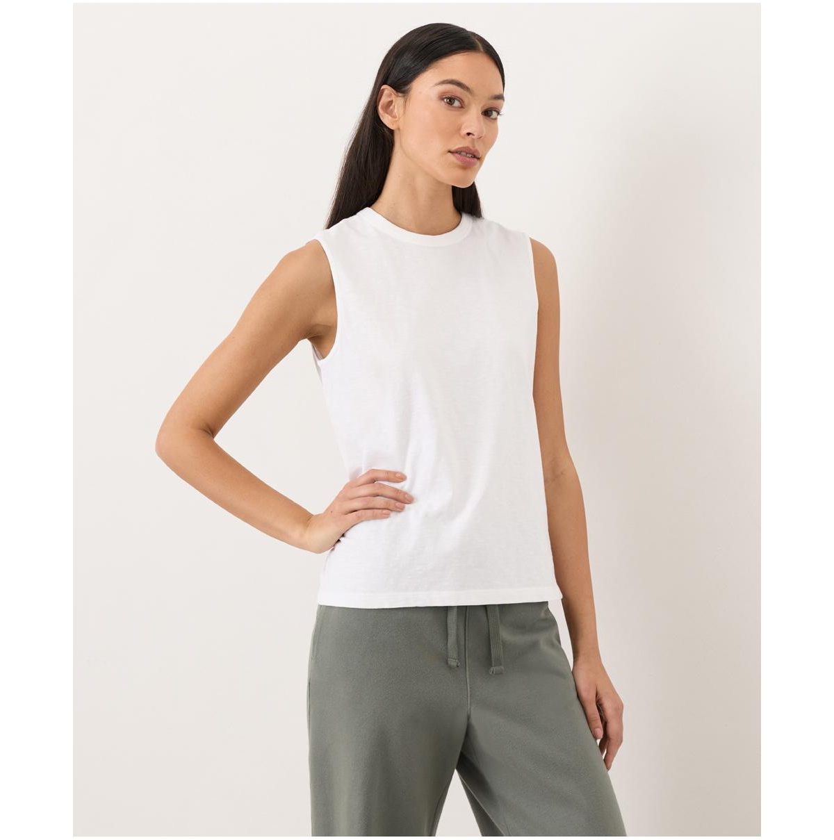 Click here for Pact Womens Cotton Slub High Neck Tank Top - White prices