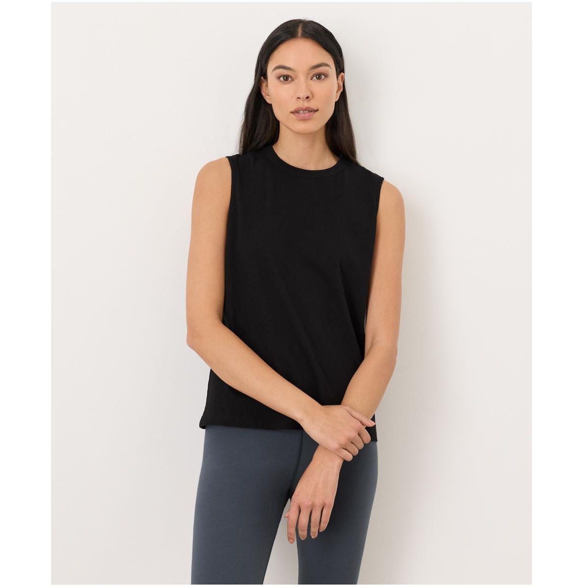 Click here for Pact Womens Cotton Slub High Neck Tank Top - Black prices
