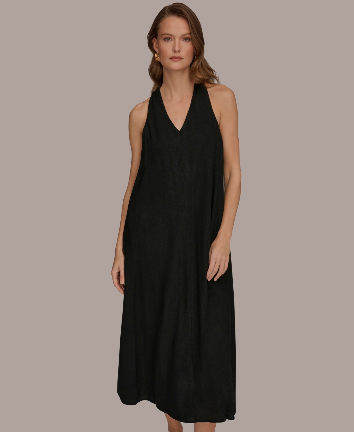 Click here for Donna Karan Weekend Womens V-Neck Midi Dress - Bla... prices