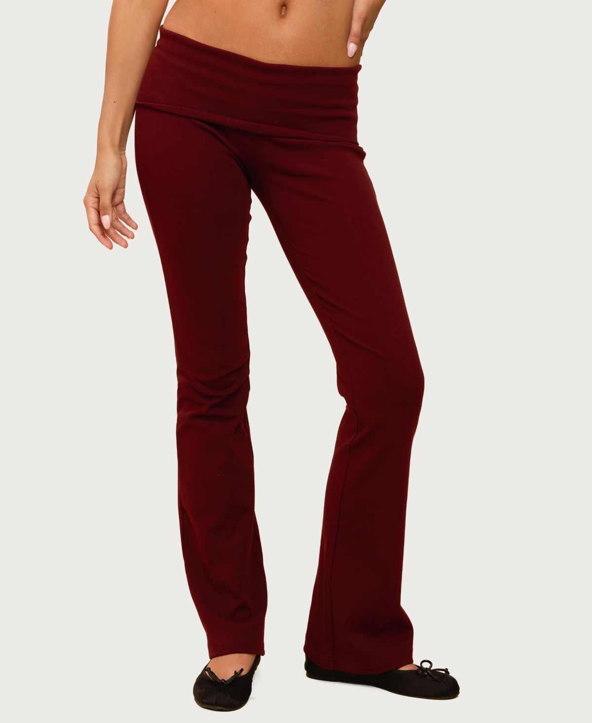 Click here for Edikted Womens Ivanne Foldover Flared Pants - Burg... prices