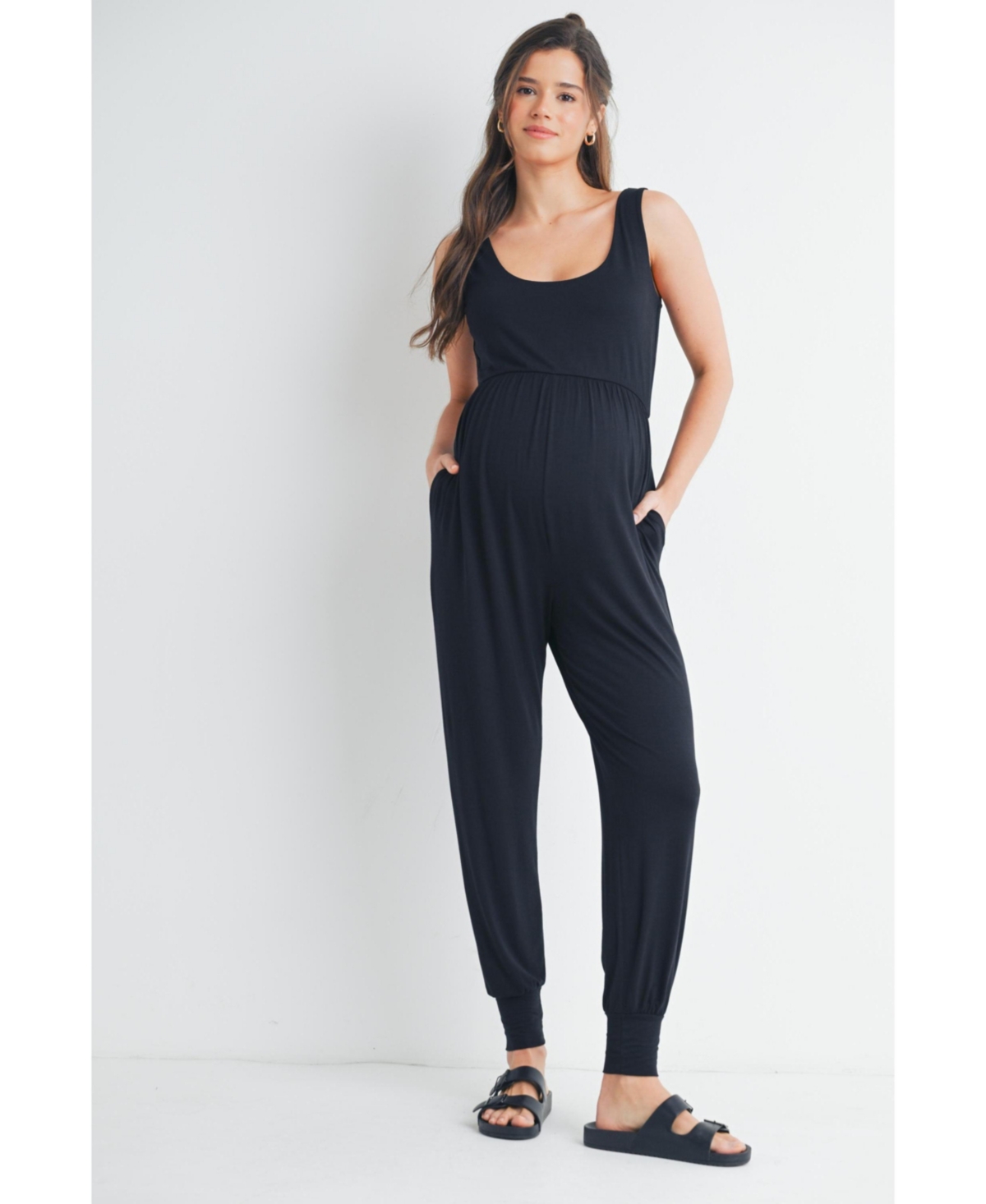 Click here for Hello Miz Maternity Sleeveless Scoop Neck Jumpsuit... prices