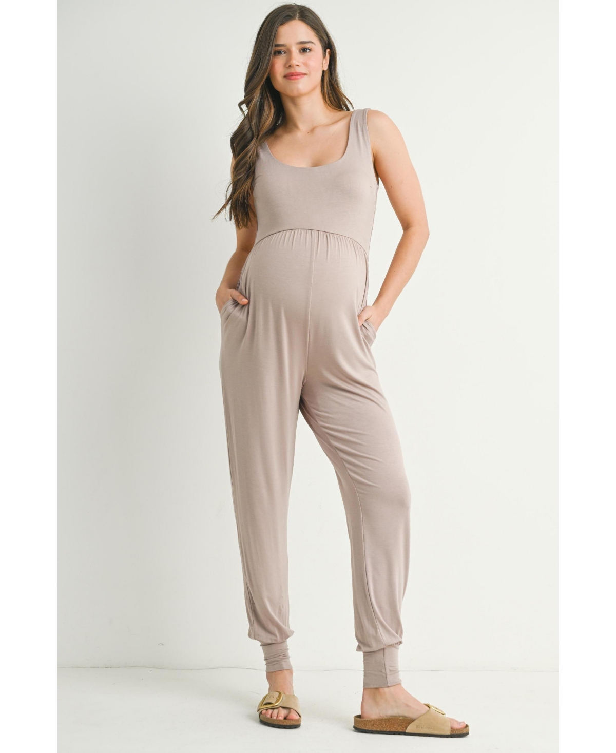 Click here for Hello Miz Maternity Sleeveless Scoop Neck Jumpsuit... prices