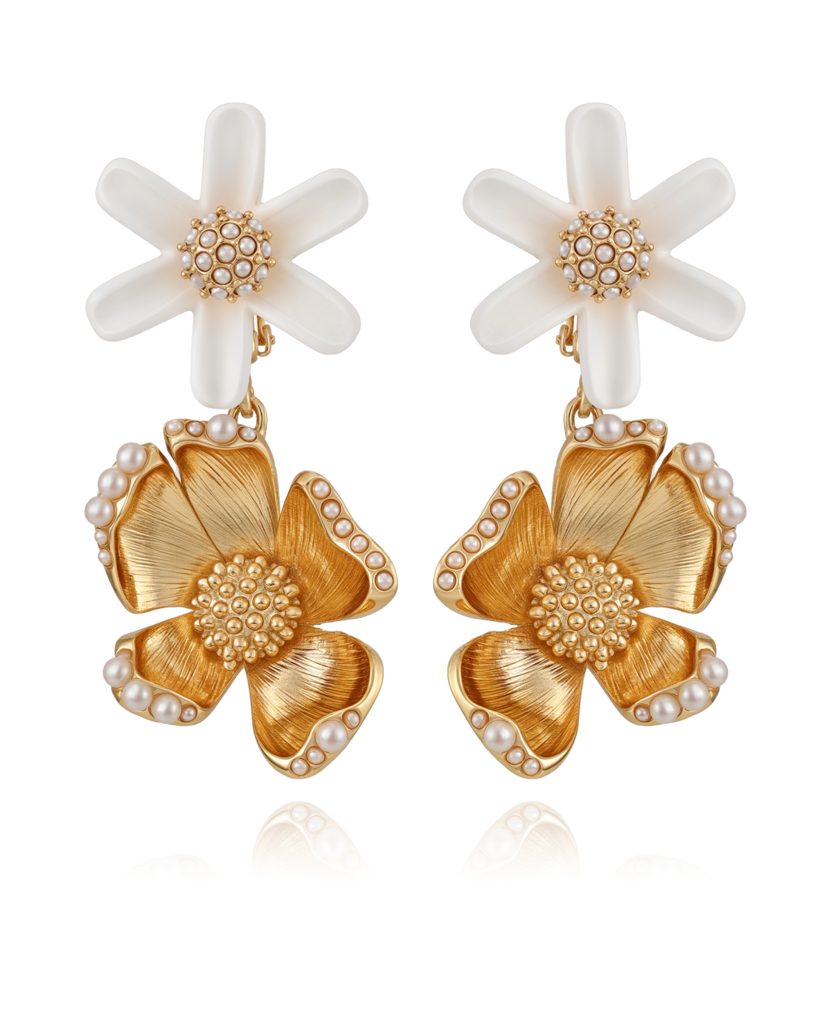 Click here for Guess Gold Plated Floral Drop Earrings - Gold prices