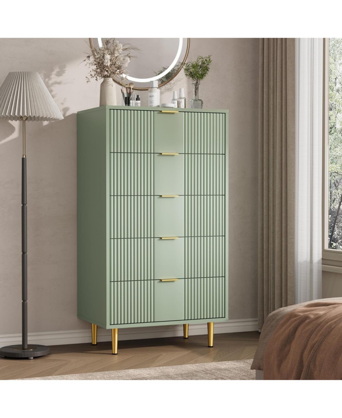 Click here for gaomon Fluted Dresser for Bedroom with 5 Drawers... prices