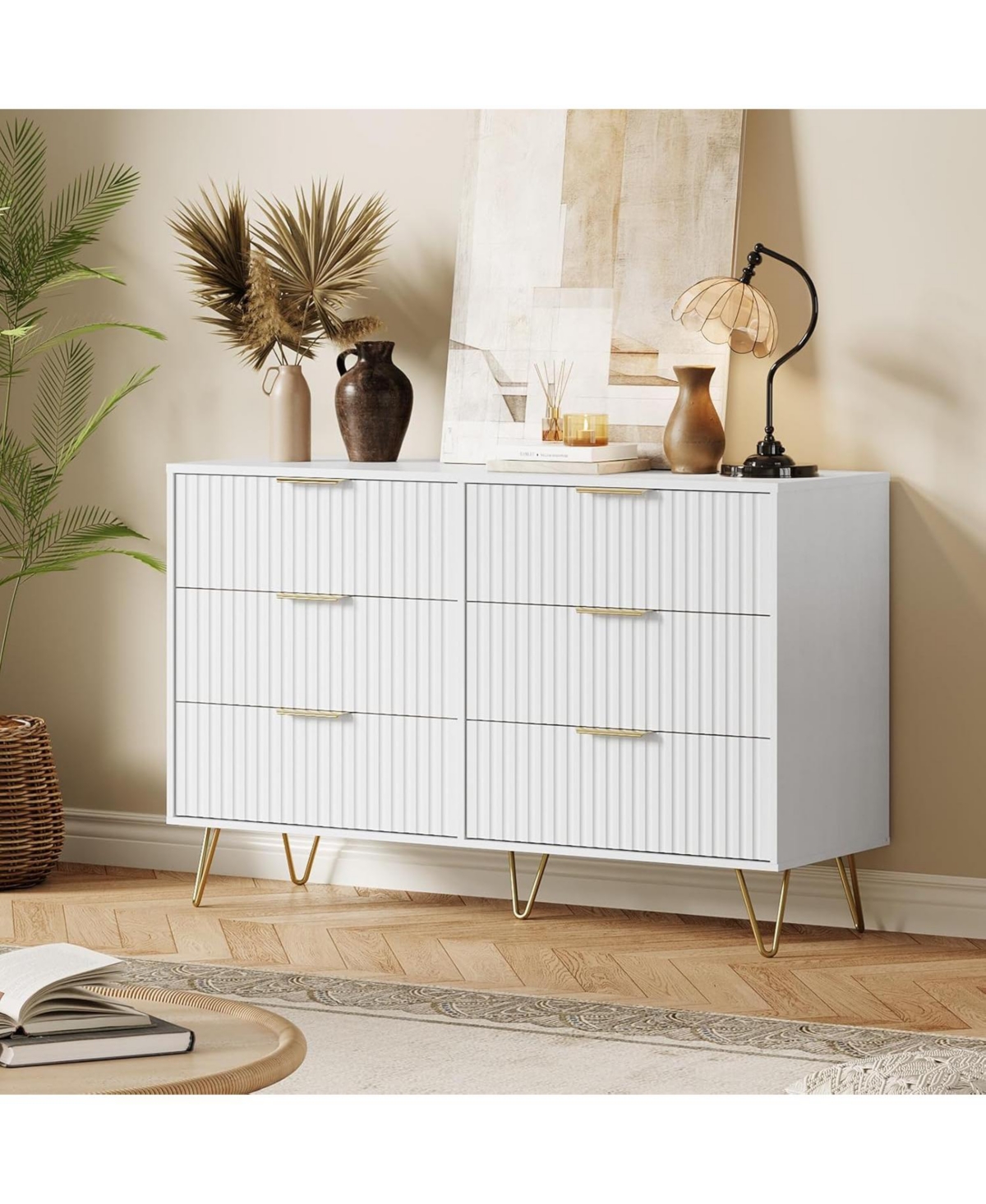 Click here for gaomon Fluted Dresser for Bedroom with 6 Drawers... prices