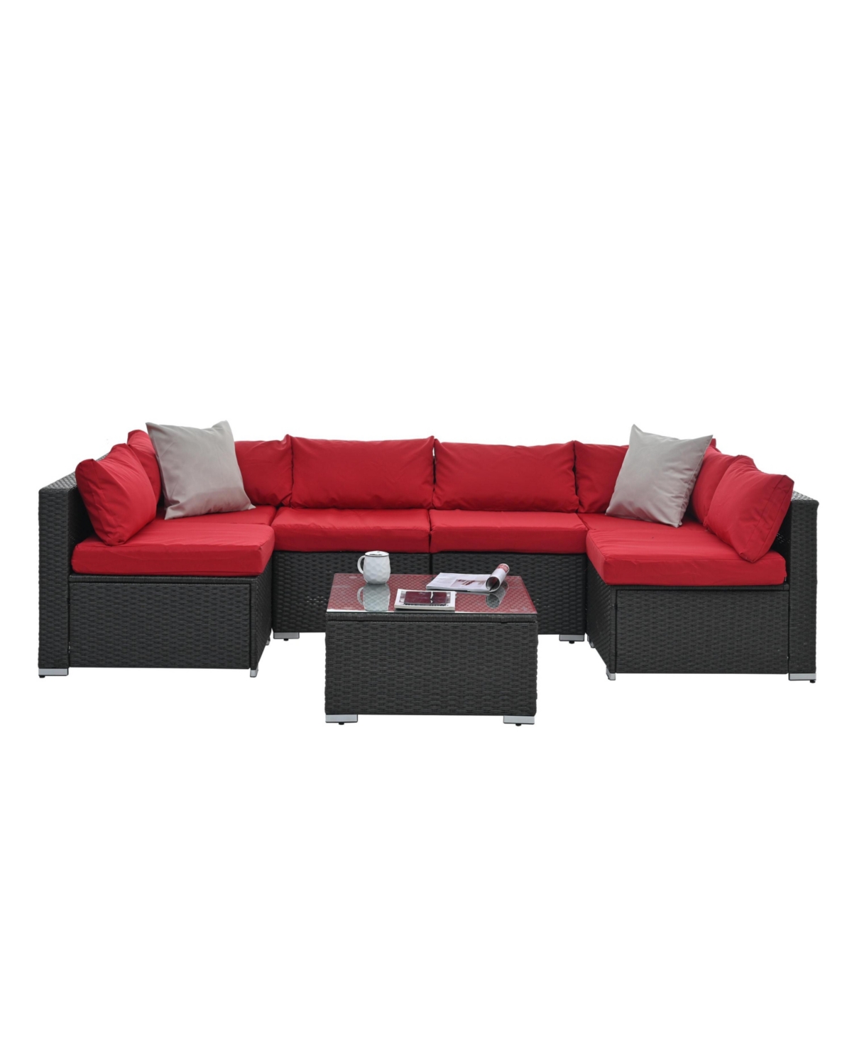 Click here for Flynama 7 Piece Dark Grey Patio Furniture Set Pe W... prices