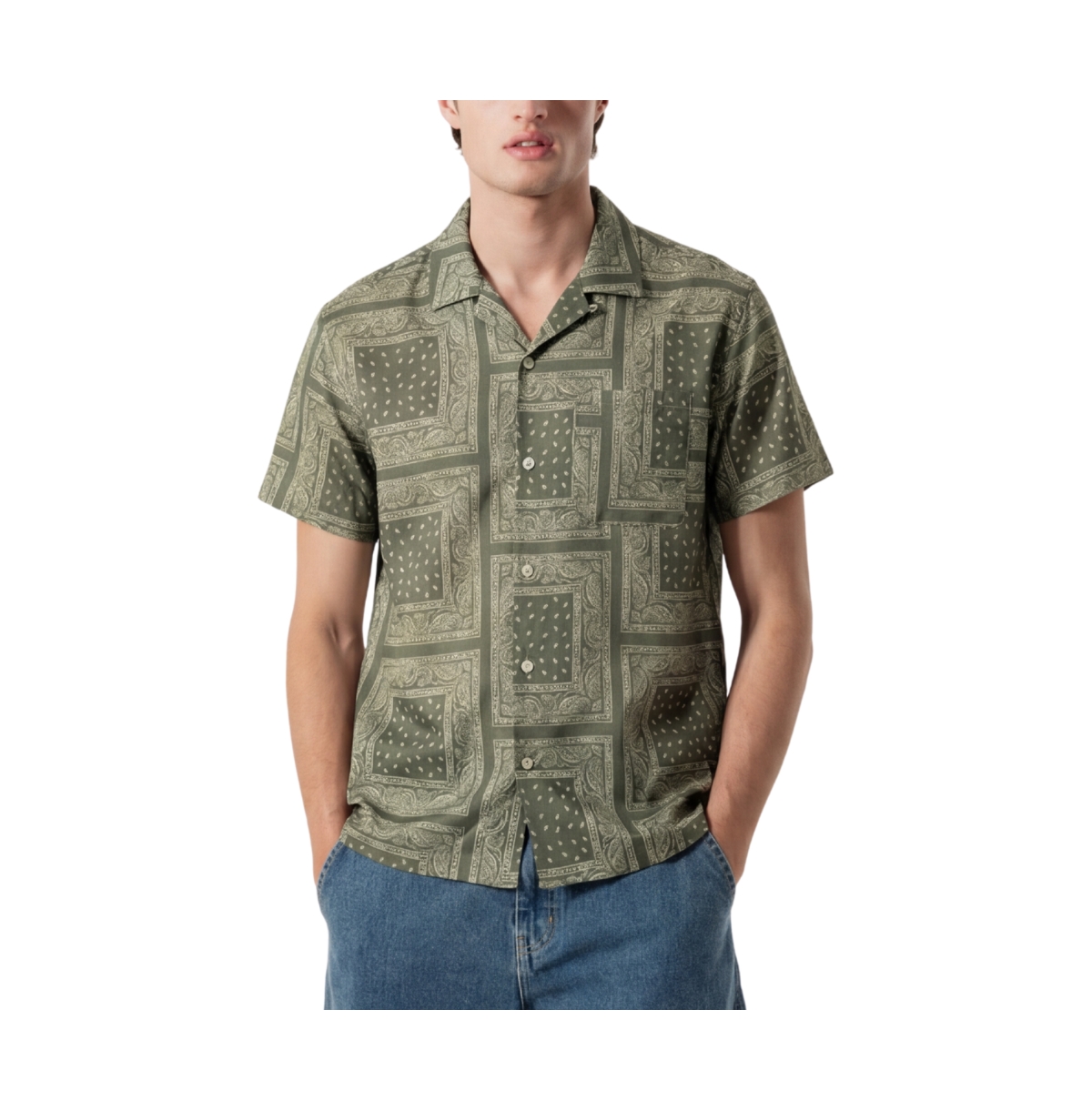 Click here for WeSC Mens Bandana Camper Shirt - Olivine prices