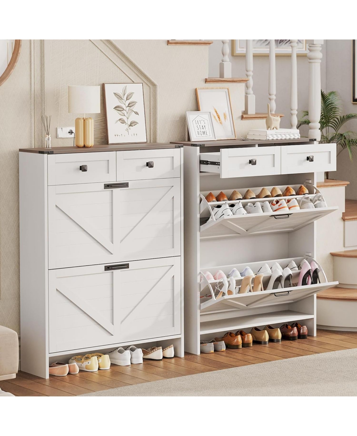 Click here for gaomon Farmhouse Slim Shoe Cabinet - 2 Flip Drawer... prices
