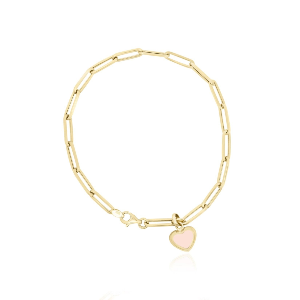 Click here for The Lovery Pink Pearl Heart Paperclip Bracelet 14K... prices