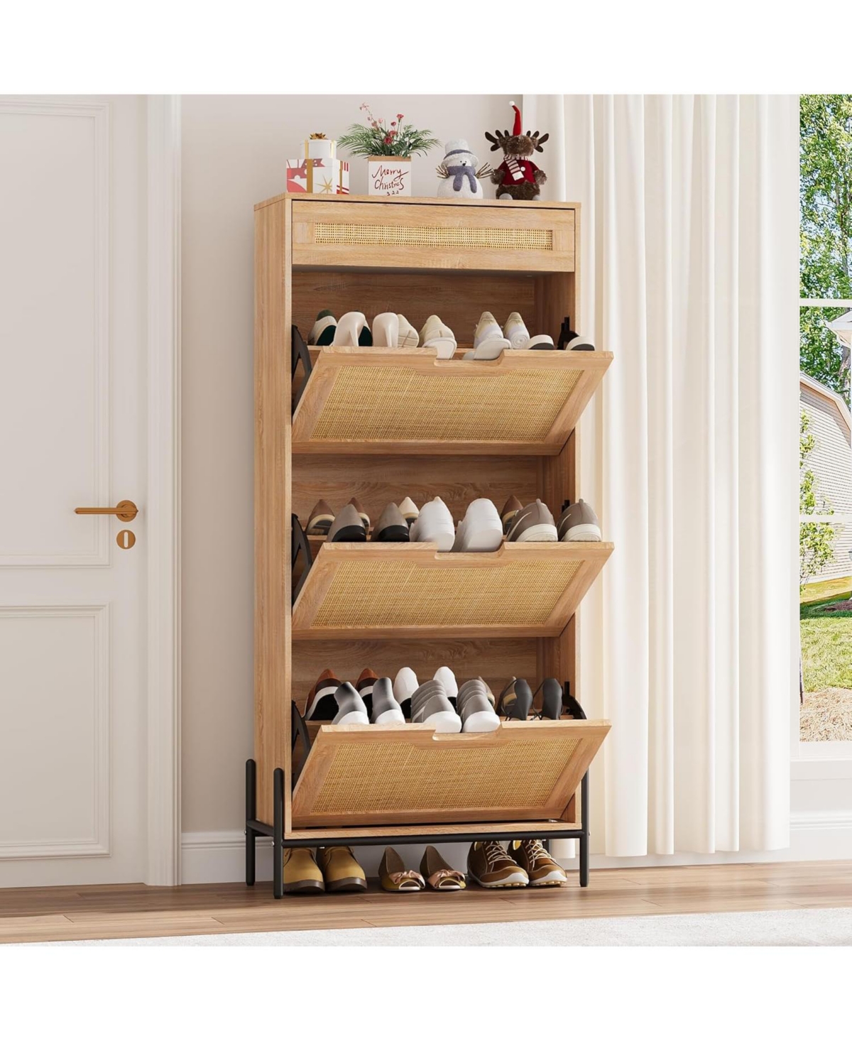 Click here for gaomon Rattan Shoe Cabinet with 3 Flip Doors and 1... prices