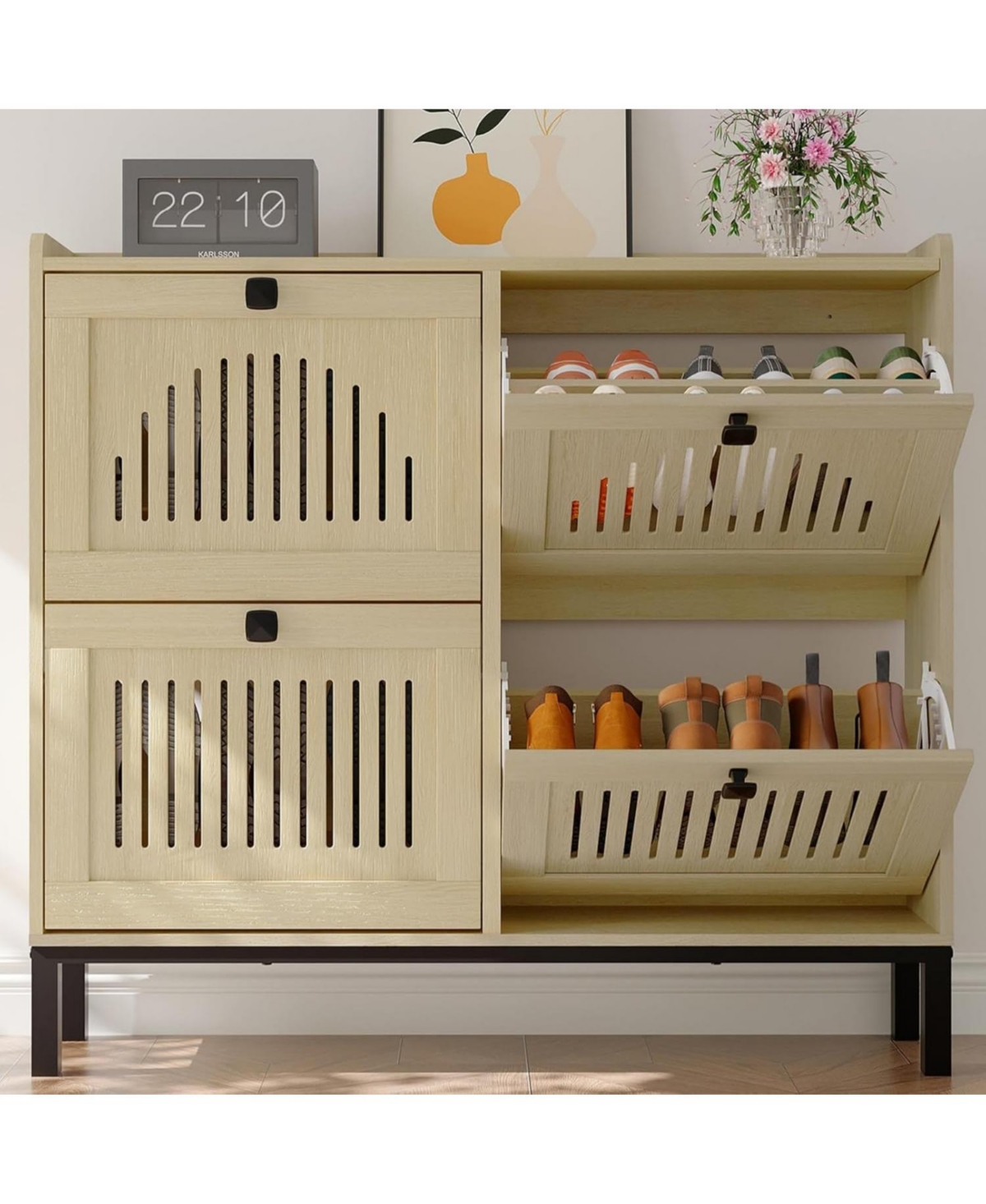 Click here for gaomon Shoe Cabinet with 4 Flip-Drawers  Wooden En... prices
