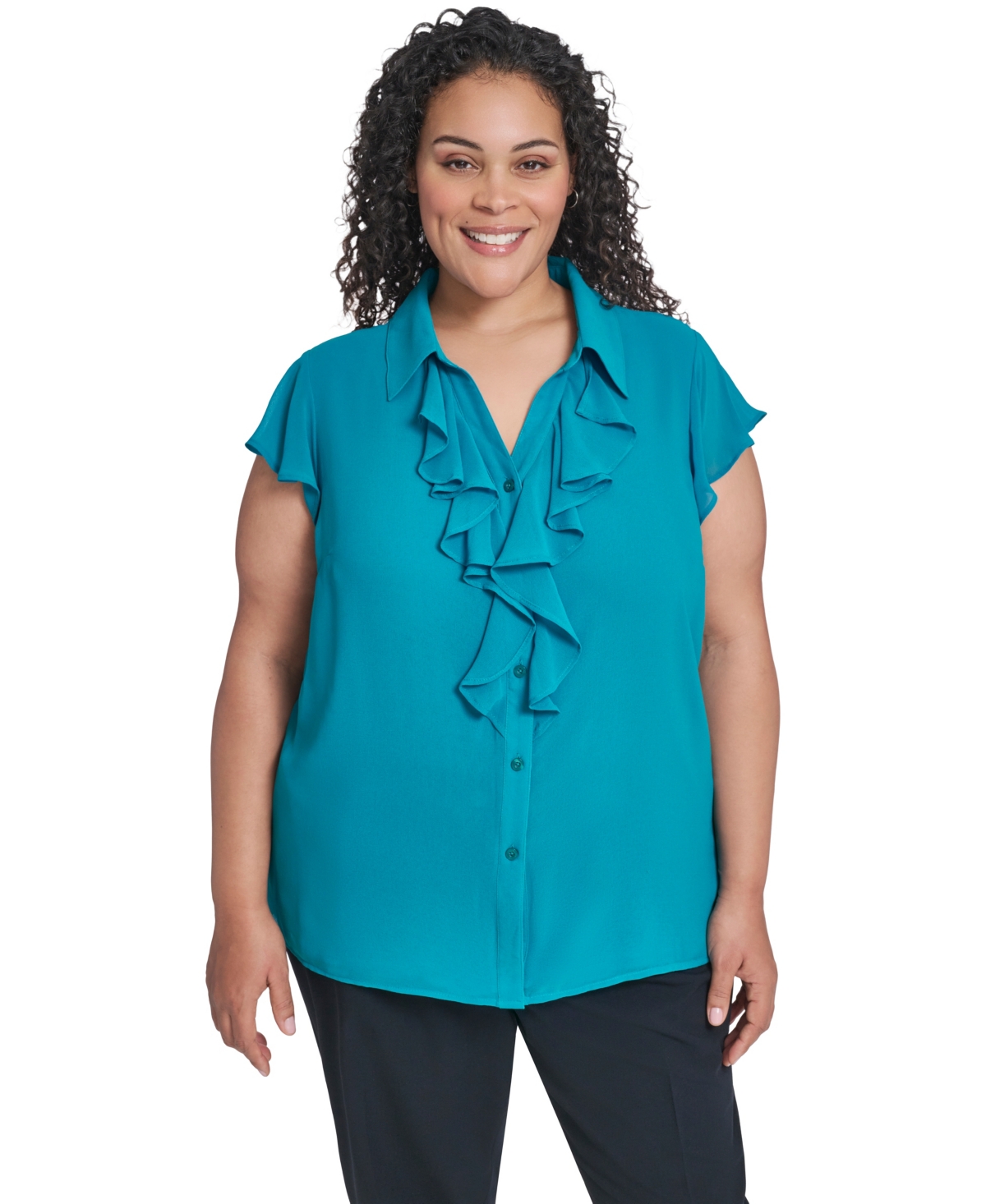 Click here for Calvin Klein Plus Size Collared Neck Short-Sleeve... prices