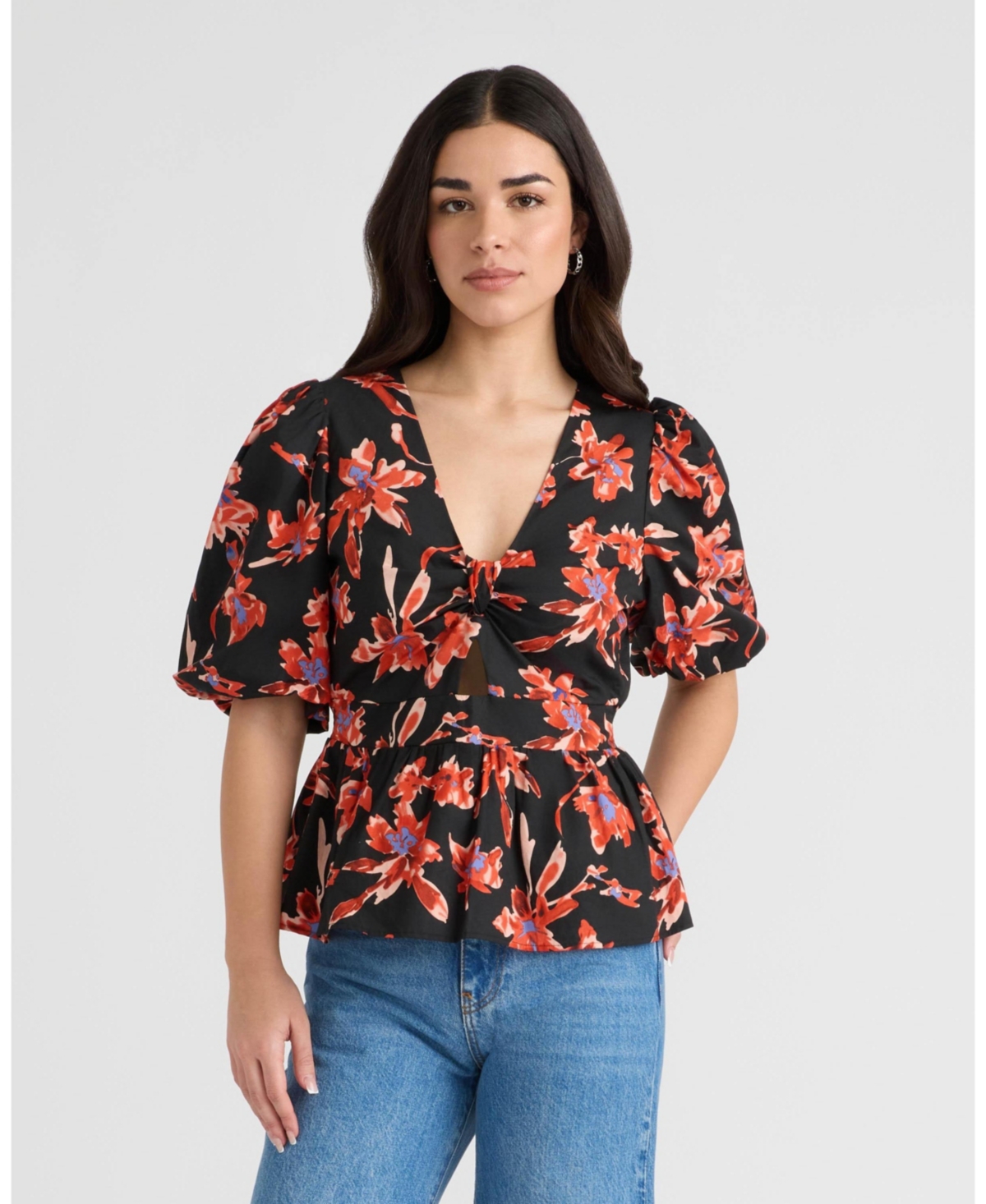Click here for Nvlt Womens Puff Sleeve Top - Midnight floral prices