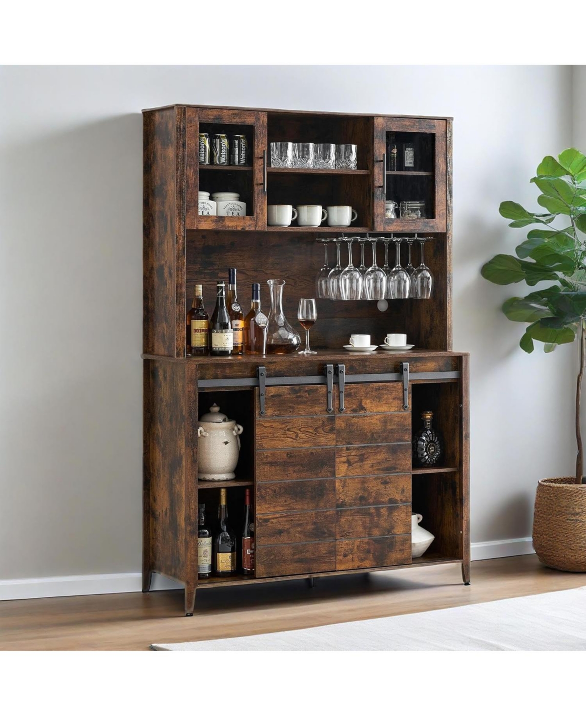 Click here for gaomon 70" Tall Farmhouse Coffee Bar Cabinet... prices