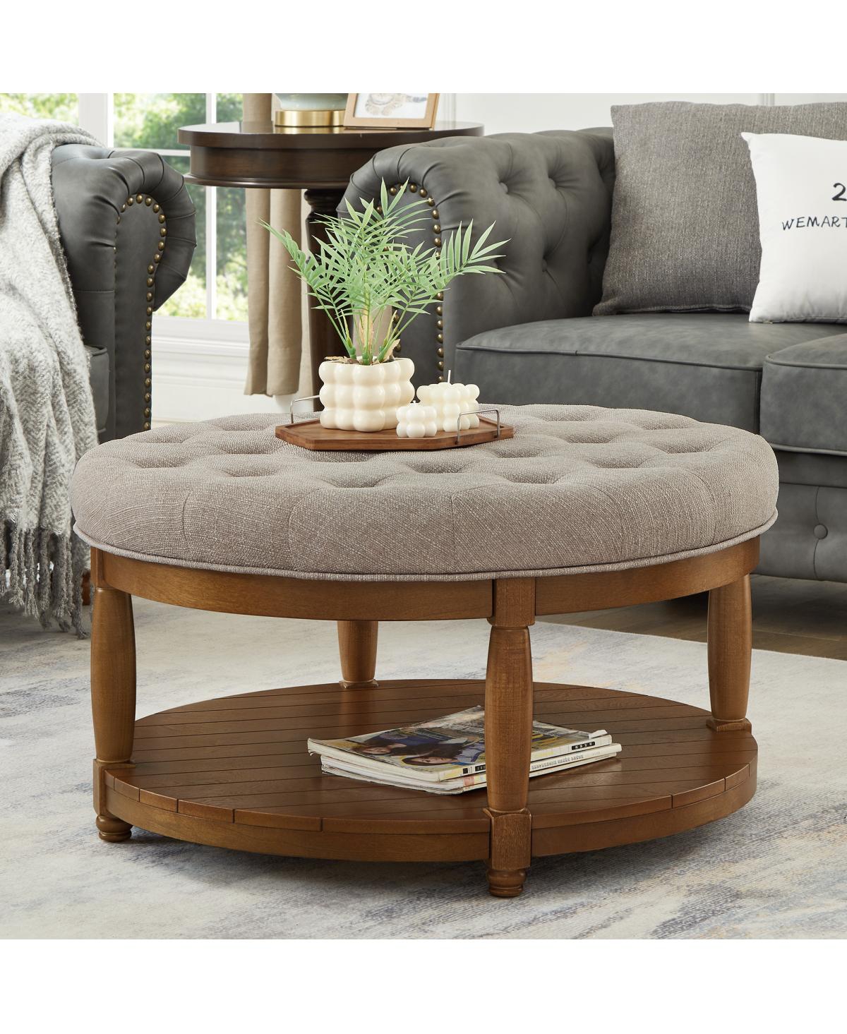 Click here for Streamdale Large Tufted Linen Ottoman Coffee Table... prices