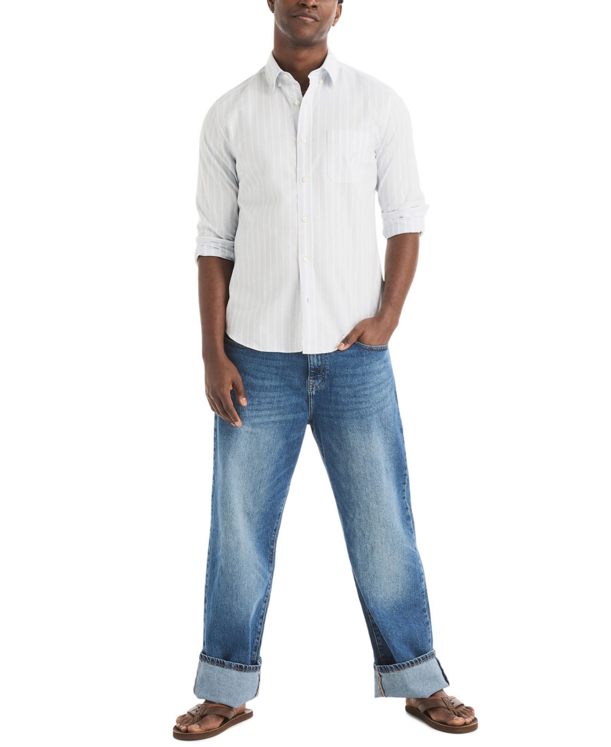 Click here for Nautica Mens Long-Sleeve Stretch Oxford Strip Shir... prices