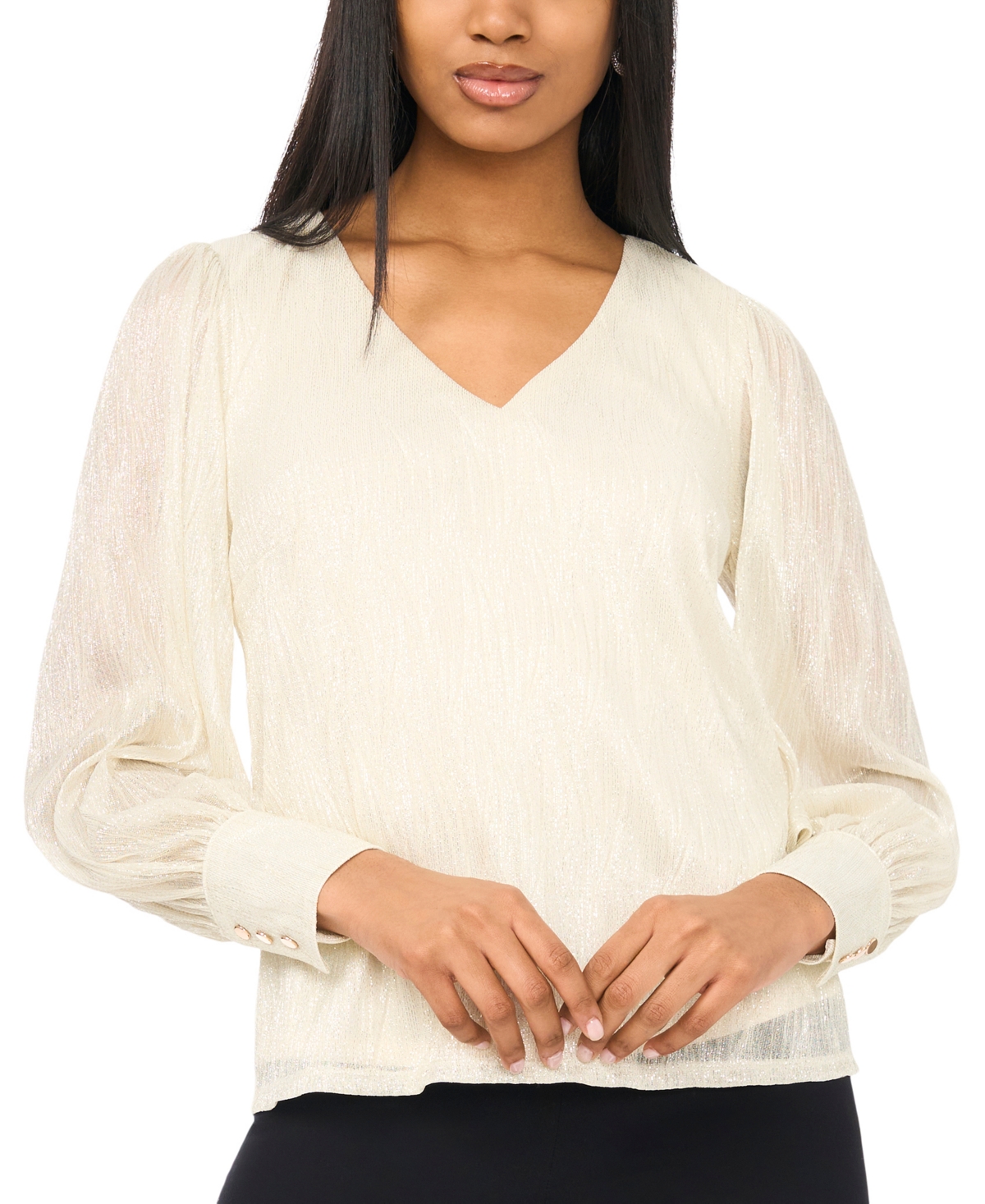 Click here for Msk Womens V-Neck Knit Blouse - Soft Gold prices