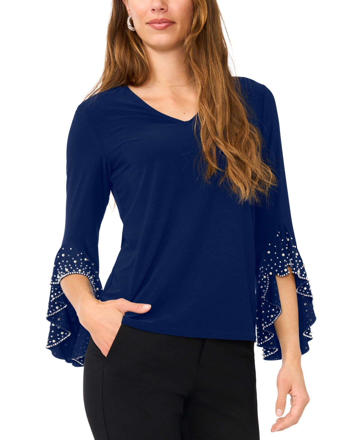 Click here for Msk Petite Long-Sleeve Dress - Navy prices