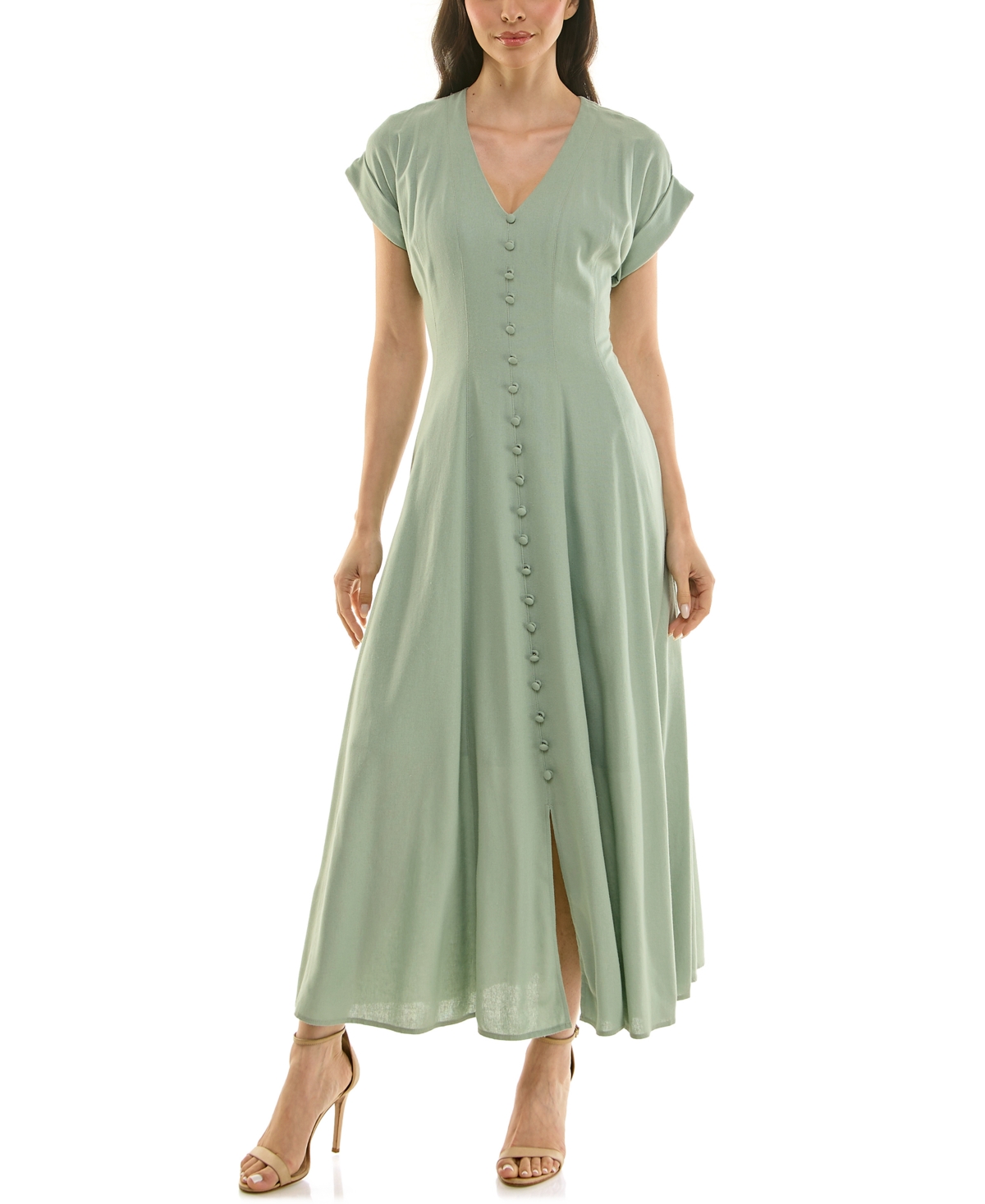 Click here for Taylor Womens Button-Front A-Line Dress - Celery prices
