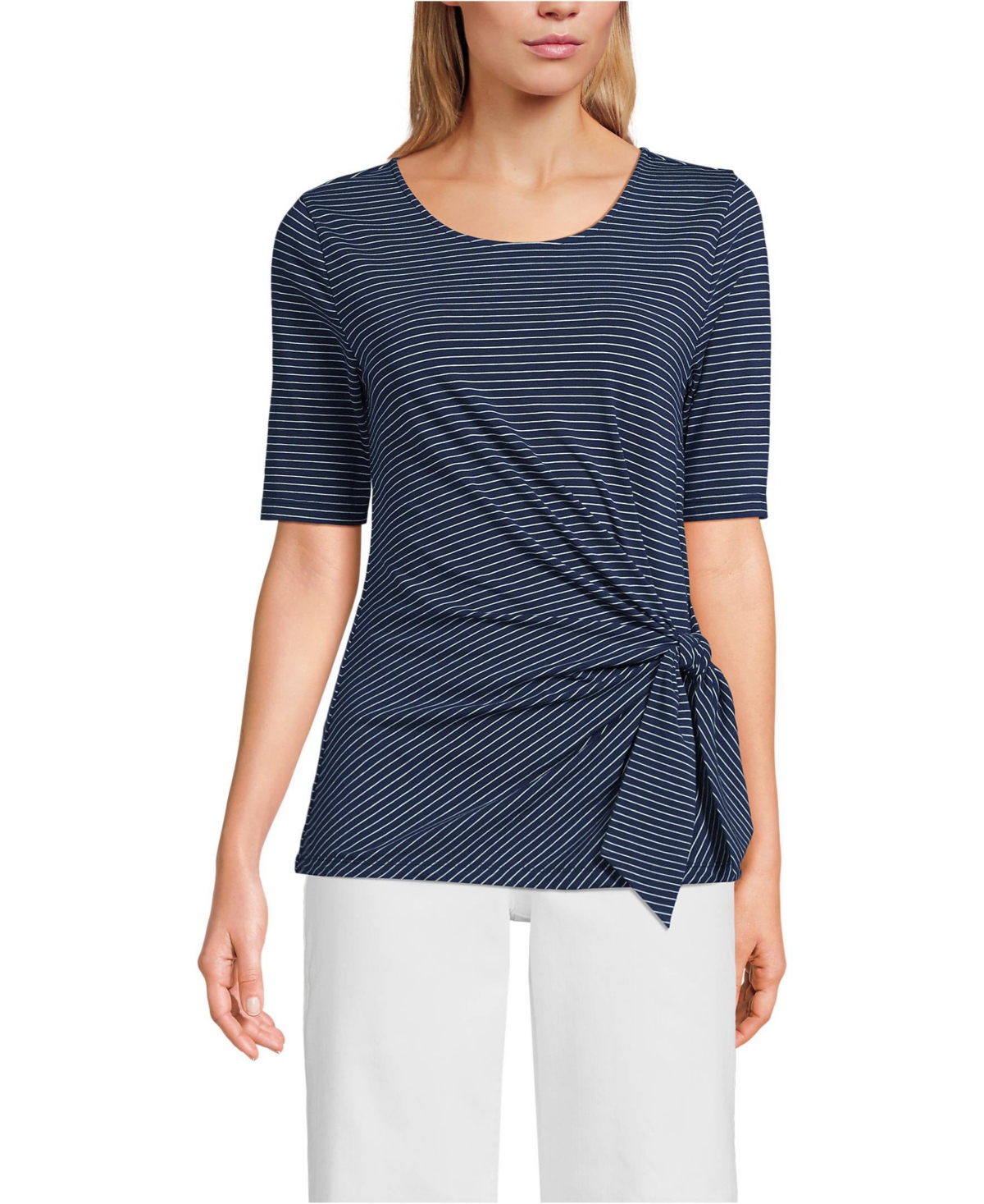 Click here for Lands End Womens Lightweight Jersey Tie Front Top... prices