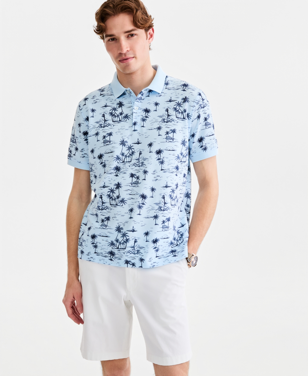 Click here for Club Room Mens Tropical Scene Toile Pique-Knit Pol... prices