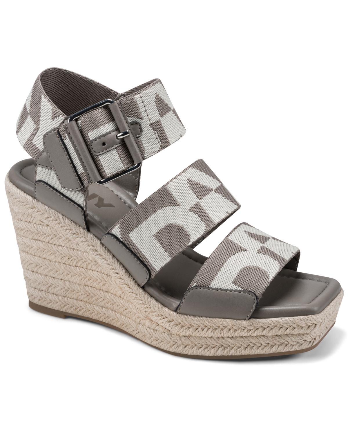 Click here for Dkny Womens Caylee Square Toe Wedge Sandals - Gray prices