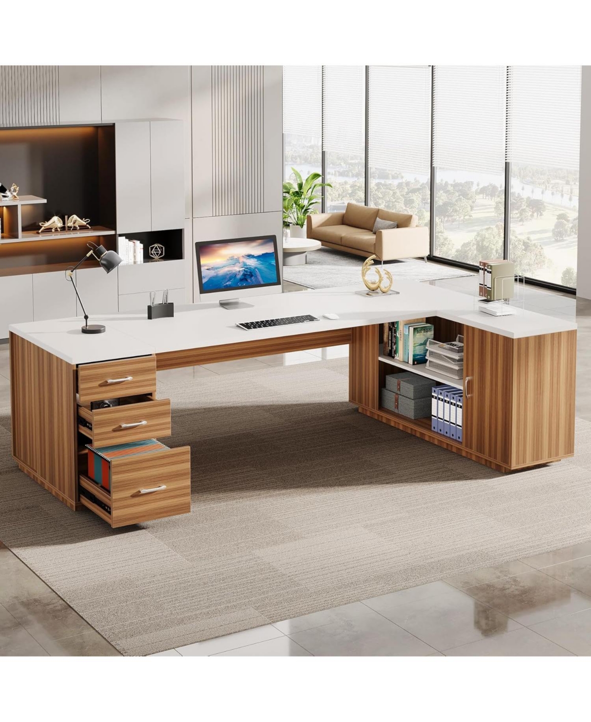 Click here for Tribesigns 85.8-Inch L-Shaped Executive Desk  Extr... prices
