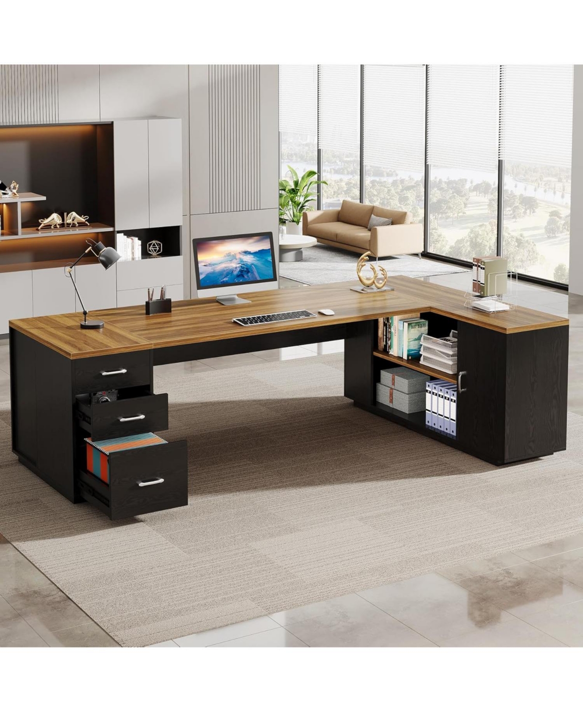 Click here for Tribesigns 85.8-Inch L-Shaped Executive Desk  Extr... prices