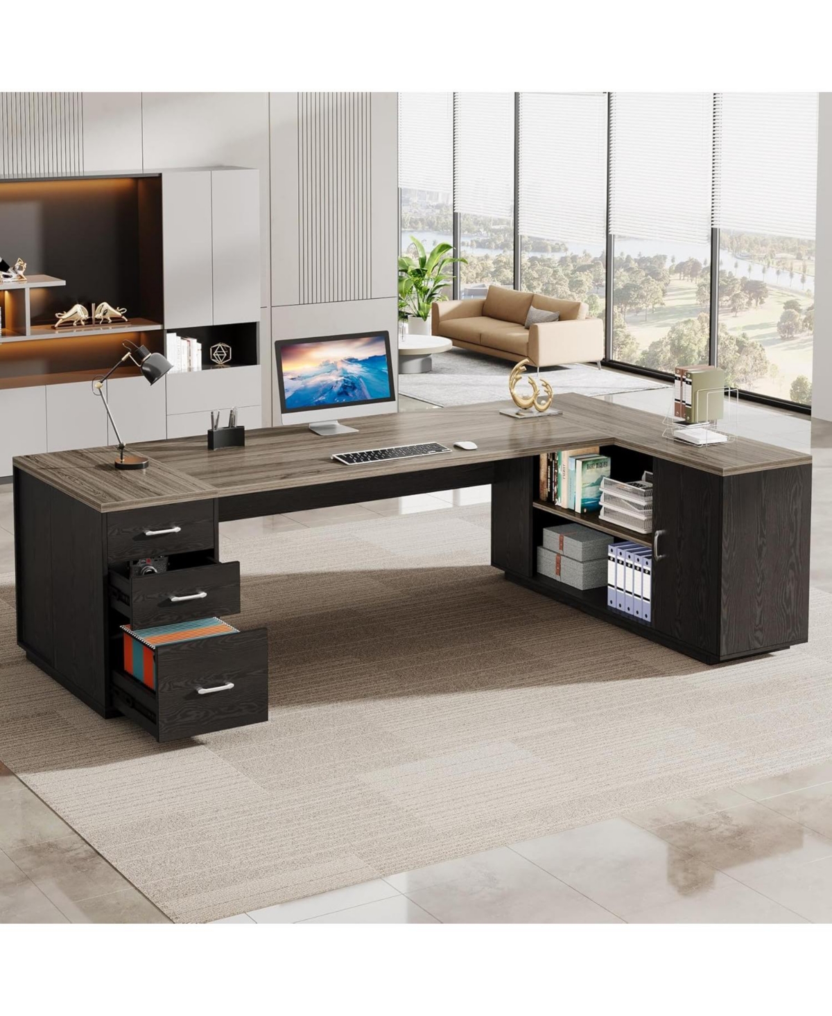 Click here for Tribesigns 85.8-Inch L-Shaped Executive Desk  Extr... prices