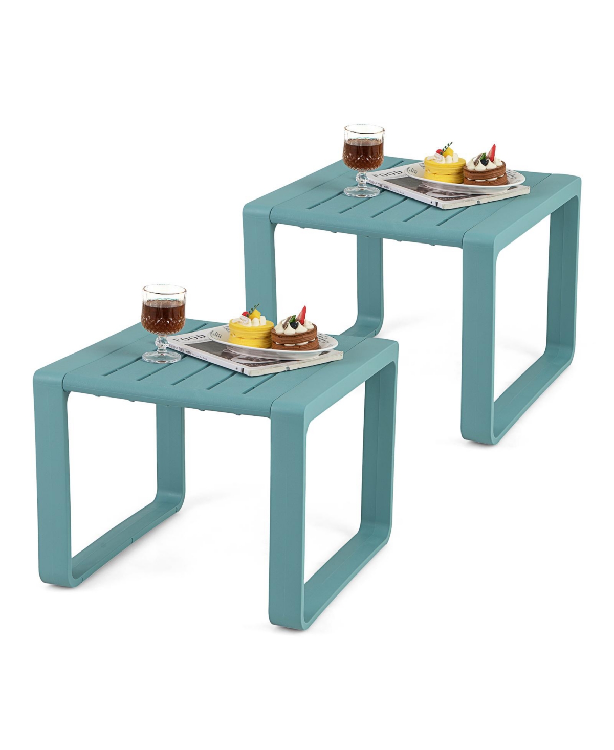 Click here for Gymax Outdoor Side Table Set of 2 18 Weather Resis... prices