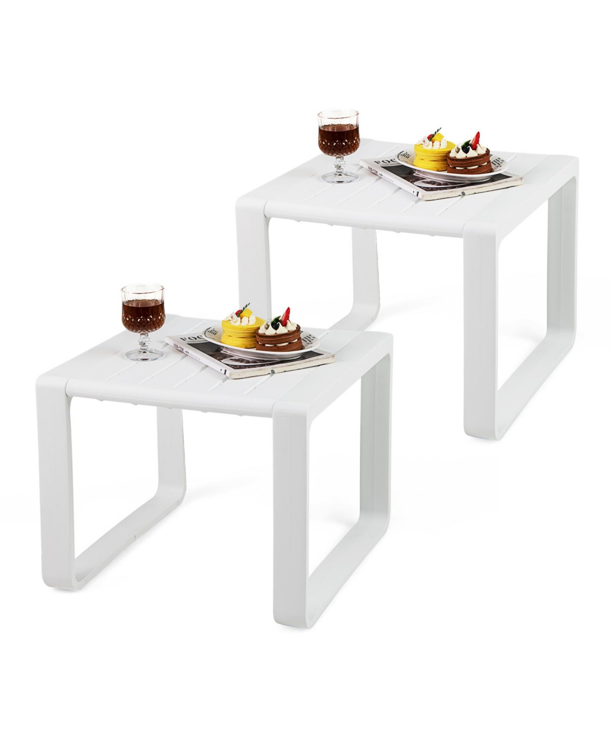 Click here for Gymax Outdoor Side Table Set of 2 18 Weather Resis... prices