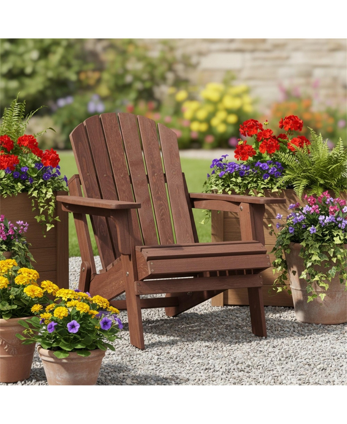 Click here for Clihome Outdoor Wooden Folding Adirondack Chair wi... prices