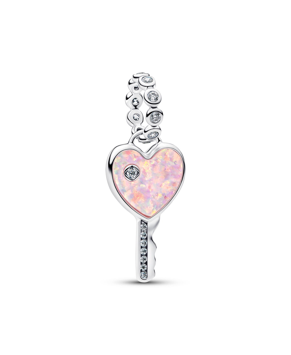 Click here for Pandora Opalescent Heart Key Dangle Charm - Silver prices