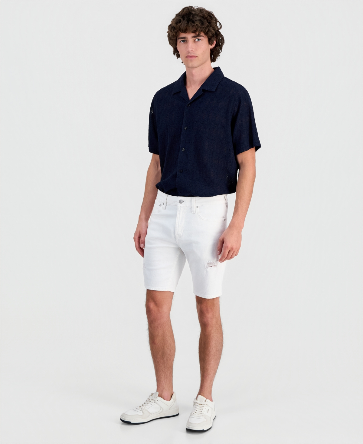 Click here for Guess Mens Regular-Fit Shorts - OPTIC WHITE prices