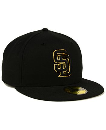 New Era San Diego Padres Black On Metallic Gold 59FIFTY Fitted Cap - Macy's