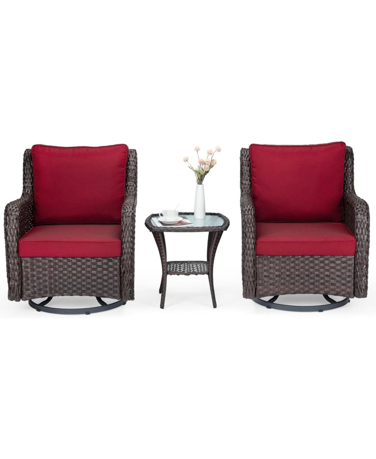 Click here for gaomon 3-Piece Outdoor Wicker Patio Bistro Set - R... prices