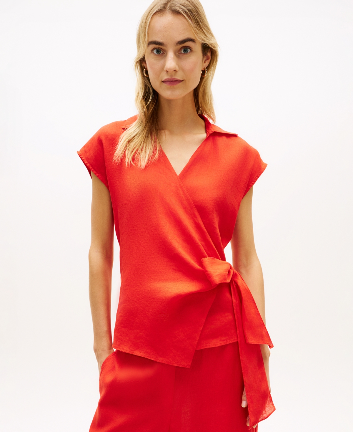 Click here for Tommy Hilfiger Womens V-Neck Knot Sleeveless Top -... prices