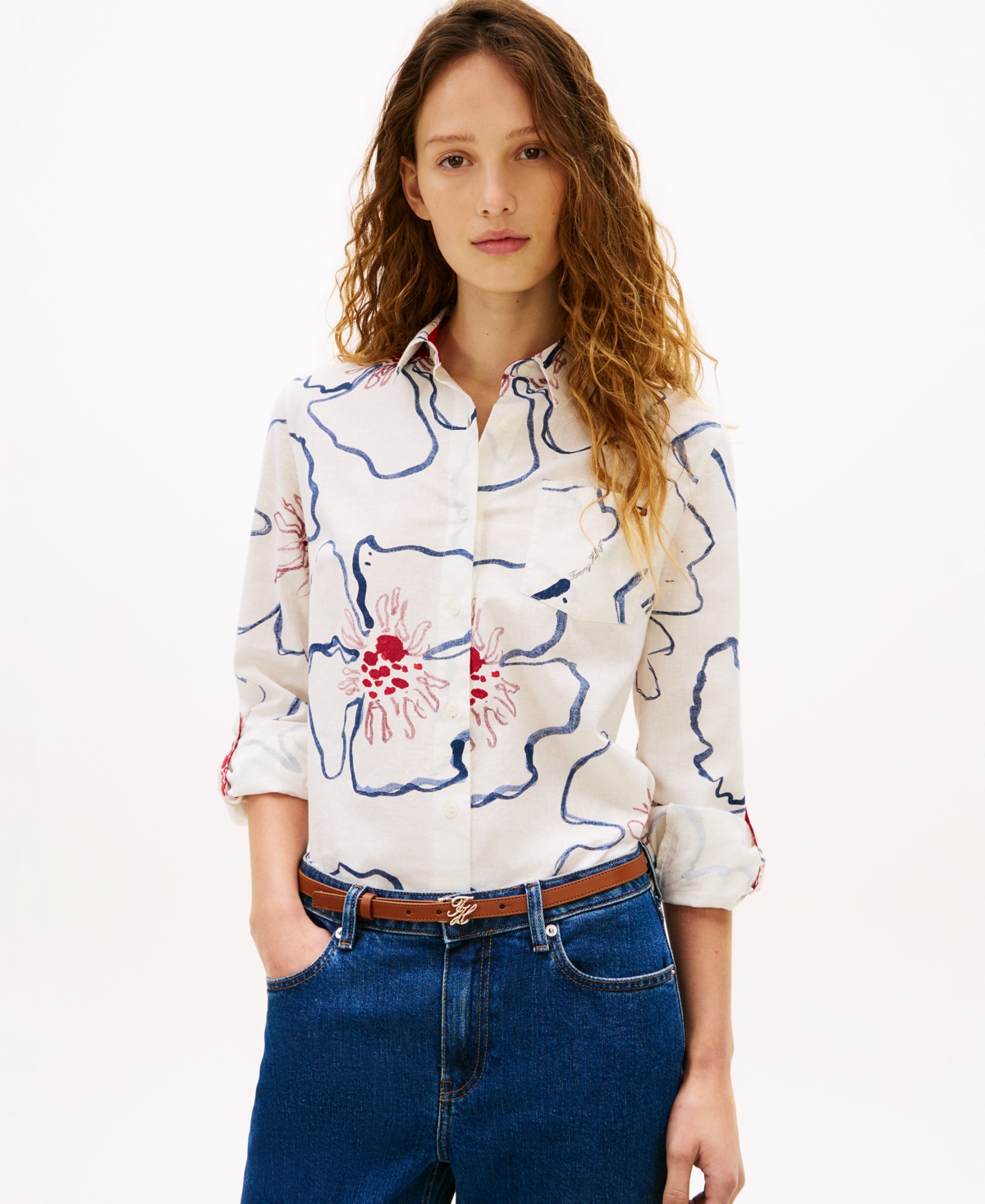 Click here for Tommy Hilfiger Womens Long-Sleeve Collared Printed... prices