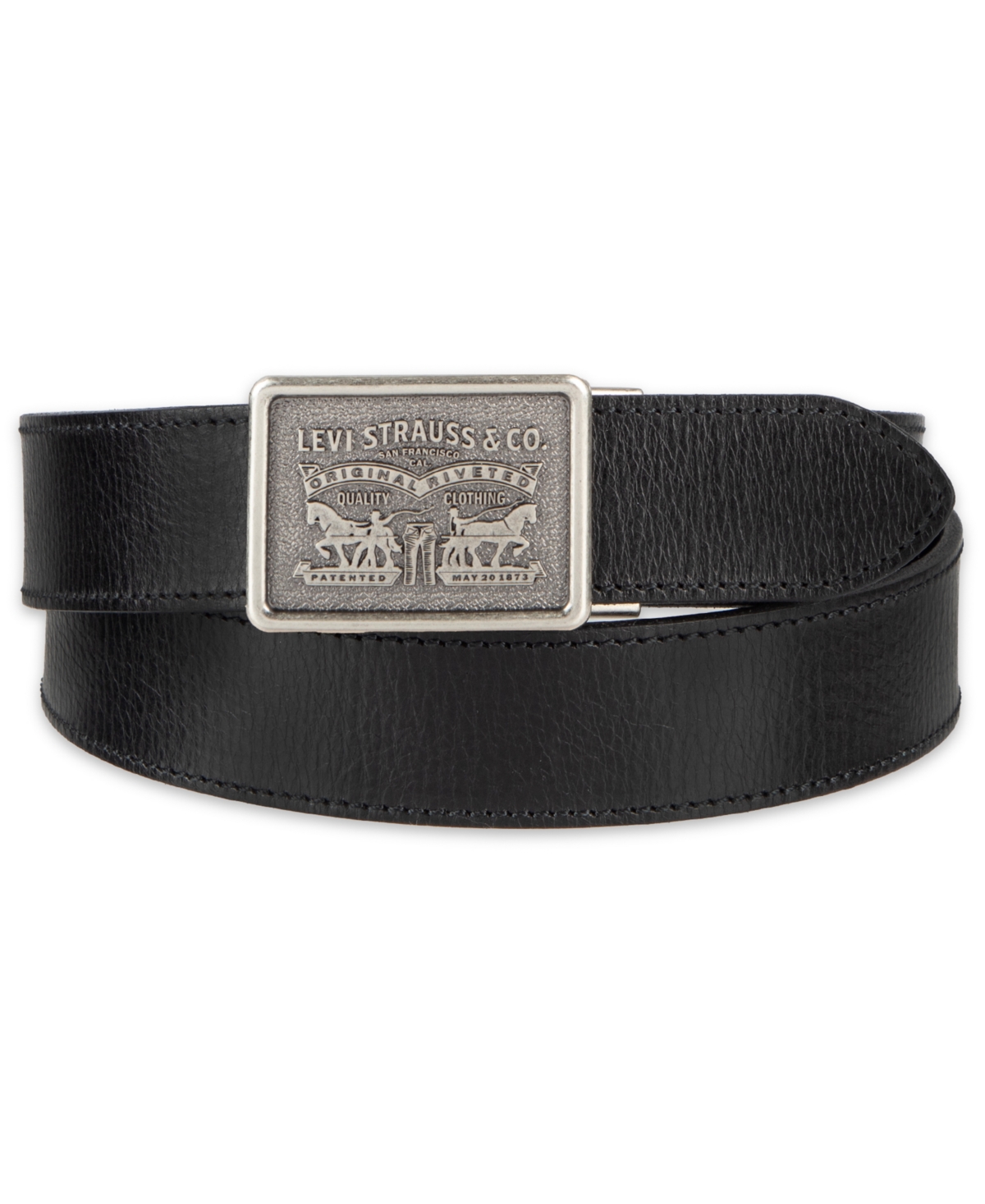 Click here for Levis Mens Leather Plaque-Buckle Belt - Black prices